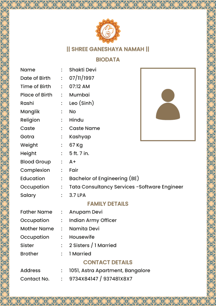Hindu Marriage Biodata Format Download Word PDF Hindu Marriage Biodata Format Download Word PDF